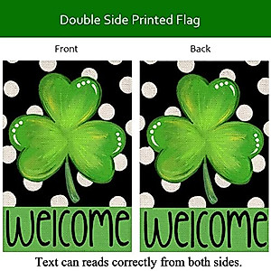 2 Pieces St Patrick's Day Garden Flag Gnome Shamrock 18 x 12 Inch Yard Flag Irish Green Clover Welcome Garden Flag Double Sided Holiday Outside Décor for Yard Farmhouse (Irish gnome shamrock)