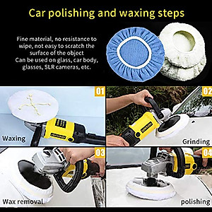 KingBra Car Polisher Pad Bonnet Wax Bonnet Set (7 to 8 Inches), 5Pcs Soft Microfiber + 3Pcs Wool Polishing Bonnet Orbital Buffing Pad Cover Waxing Bonnet for Car Polisher