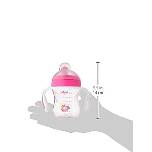 Chicco Semi-Soft Trainer with Bite-Resistant Spout and Spill-Free Lid 7oz.| Removable, Non-Slip Handles | Top-Rack Dishwasher Safe | Easy to Hold Ergonomic Indents | Pink| 6+ Months