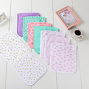 Hakochia Burp Cloths for Baby Girls Organic Cotton Large Burp Clothes Extra Absorbent Soft Burping Rags Spit Up Cloth Sets for Newborns 8 Pack