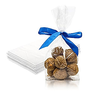 PUREVACY Gusseted Plastic Bags for Cookies, Candies, 4" x 2" x 8", Pack of 100 Clear Treat Bags with Open Top, 2 Mil Thick Recyclable Clear Plastic Bags for Gifts, Small Items Storing, Packaging