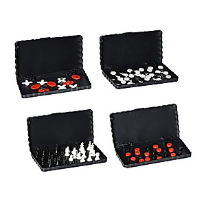 Point Games Travel Board Game Set - Bundle Pack of 4 Classic Magnetic Games, Stocking Stuffers for Kids Includes Individual Boards & Pieces