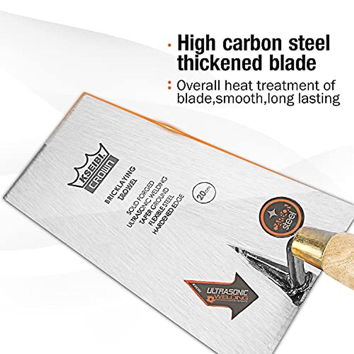 KSEIBI 281350 Narrow Bucket Brick Trowel Wooden Handle Square Tip Bricklaying Trowel (7Inch)