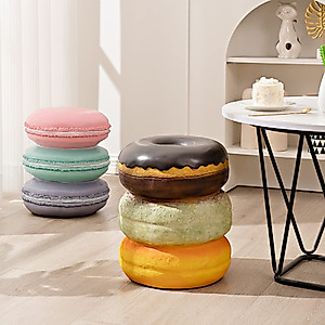 Tnfeeon Food Shoe Changing Stool, Simulated Food Stool Comfortable Retro for Home (Coffee Donut)