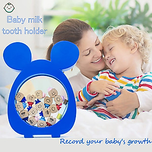 Ghims Tooth Fairy Box for Kids, Baby Tooth Keepsake Box, Tooth Holder Box for Boys and Girls, Baby Tooth Storage Organzier, Beech and Silicone Kids Tooth Convenient Storage Holder Gifts (Blue-Beech)