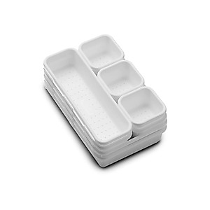 madesmart Antimicrobial 8-Piece Interlocking Bin Pack Customizable Multi-Purpose Drawer, One Home Organization, EPA Certified, White