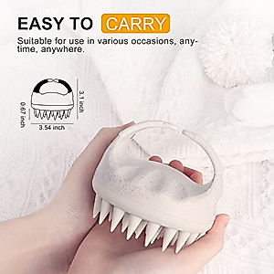 AIMIKE Hair Scalp Massager Shampoo Brush, Soft Silicone Scalp Brush Hair Scrubber, Hair Washing Scalp Exfoliator Brush for Dandruff, Head Scrubber for Thick Curly Wet Dry Hair of Women Men Kids, Beige