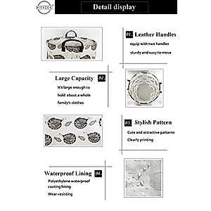 HIYAGON Large Storage Baskets,Waterproof Laundry Baskets,Collapsible Canvas Basket for Storage Bin for Kids Room,Toy Organizer,Home Decor,Baby Hamper(Fish & Cat)