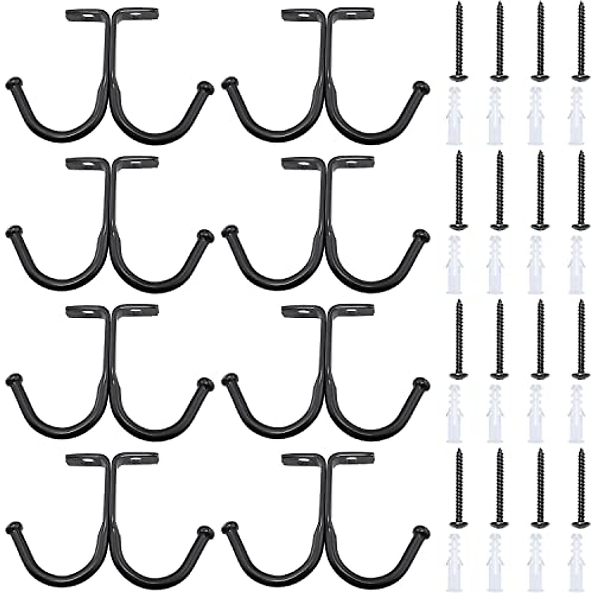 ITROLLE 8PCS Double Prong Ceiling Hook with Screws, Under Shelf Coat Hooks Bathroom Towel Bedroom Robe Hook for Closet Top Bathroom Kitchen Cabinet Garage Baseball Cap, Coat, Clothes and Jewelry