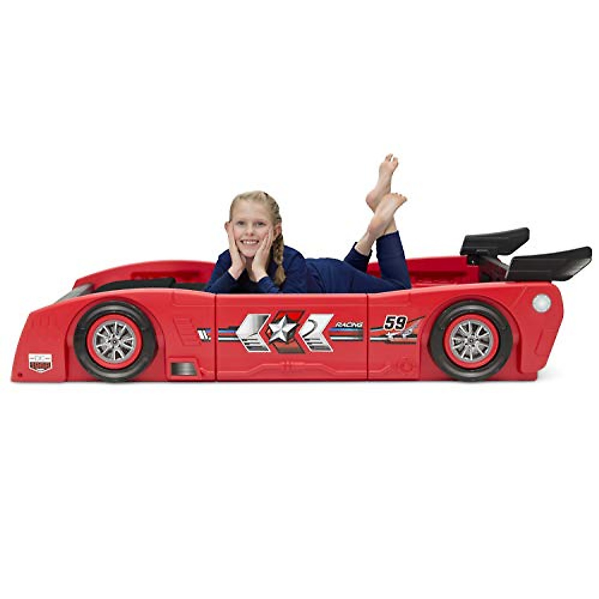 Delta Children Grand Prix Race Car Toddler-to-Twin Bed, Red