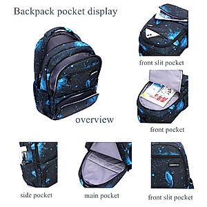 EKUIZAI Lattice Starry Geometric Print Backpack Elementary School Daypack Middle School Students Knapsack Primary Kids Schoolbag