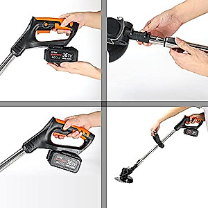 Electric Weed Wacker with 4000mAh Battery, Electric Brush Cutter, Brush Mower Cordless with Charger Blade