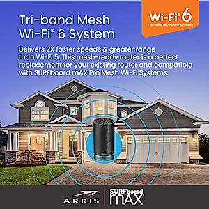 ARRIS SURFboard mAX Pro W31 Tri-Band Mesh Ready Wi-Fi 6 Router | AX11000 Wi-Fi Speeds up to 11 Gbps | Coverage up to 3,000 sq ft | 1 Router | Four 1 Gbps Ports | Alexa Support | 2 Year Warranty