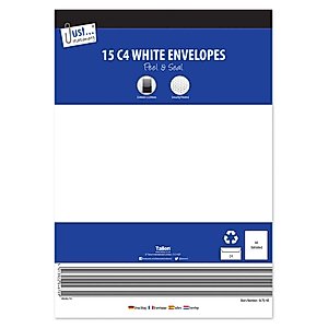 Tallon Just Stationery C4 Peel & Seal Envelopes - White (Pack of 15)