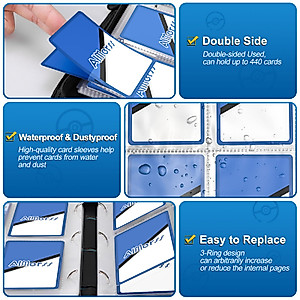 AIMerss 440 Pockets Trading Card Binder with 55 Removable Card Sleeves, 4-Pocket Card Holder Book Compatible with Baseball Binder for Cards, Card Collector Album with Zipper Carrying Case