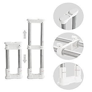 Hershii 2 Pack Expandable Closet Shelf Tension Rod Adjustable Metal Storage Rack Cabinet Organizer DIY Divider Separator for Wardrobe Cupboard Kitchen Bathroom, Ivory, 11.81-15.75 in