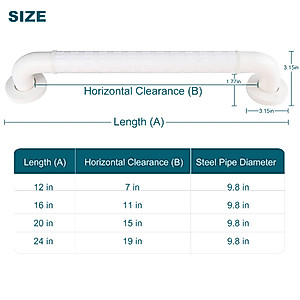 Handicap grab bars for shower ，elderly wall mount bathro safety ， handle Bath Grab anti slip grip Heavy Duty （White11.8in）