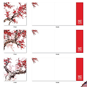 The Best Card Company - 10 Lunar New Year Cards (4 x 5.12 Inch) - Assorted Notecards with Envelopes, Colorful Bulk Boxed Set - Cheers and Cherries AMQ5072CNG-B1x10