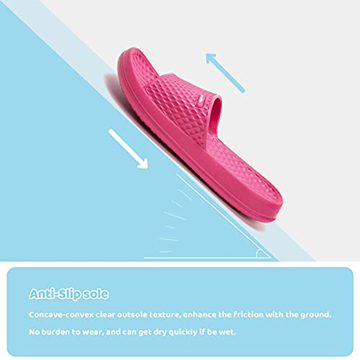 FUNKYMONKEY Unisex-Child Shower Slides, Slip On Water Shoes for Boys and Girls (1 Little Kid, Fuxia)