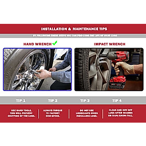 Wheel Accessories Parts Set of 16 ATV/UTV Red Spike Installation Lug Nut Kit | Solid Metal Lug Nuts 12 X 1.5 Thread 3.35" Tall Closed End Bulge Acorn Spiked Lug Nut 1 Long Socket Key (M12x1.50)