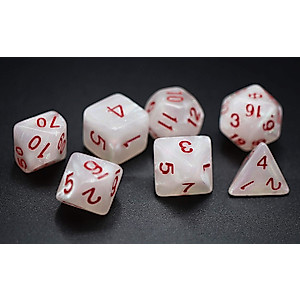 Polyhedral DND Dice Set Pearl Dice for Dungeons and Dragons, Pathfinder, D&D, RPG, MTG,7-Die Set Role Playing Games Dice(with Glitter)