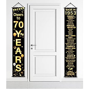 70th Birthday Party Anniversary Decorations Cheers to 70 Years Banner Party Decorations Welcome Porch Sign for Years Birthday Supplies (70th-1953)