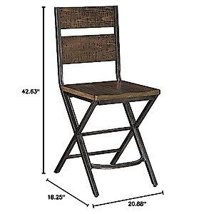 Signature Design by Ashley Kavara 24" Rustic Counter Height Barstool, 2 Count, Brown