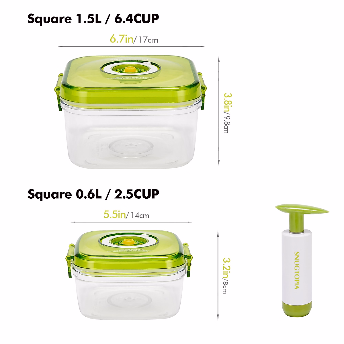 SNUGTOPIA Vacuum Seal Food Storage Containers - BPA Free, Leak Proof, Dishwasher, Freezer & Microwave Safe Lunch Box for Food Fresh 2PCS