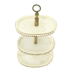 Creative Co-Op Decorative Oval 3-Tier Wood Tray with Handle