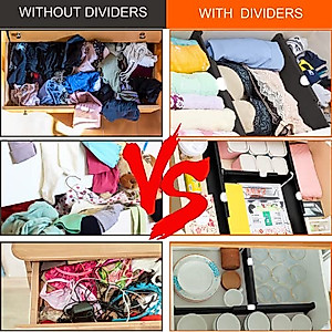 KIKILIE Kitchen Drawer Divider, 3 Pack Adjustable Dividers for Clothes, Utensils - Expandable Dresser Divider 11-17 Inch, 4'' Tall Deep Organizers Drawers Separators, Black, Pack,11-17''Long