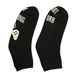 Horande Novelty Cotton Socks Do Not Disturb Socks Funny Gifts for Men Women Gamers, Black, Medium