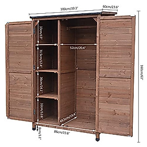 Wooden Garden Tool Storage Cabinet, Extra Tall Outdoor Shed for Patio Furniture, Lawn Mower, Backyard Storage Organizer, Large Lockable Garden House (Size : A)