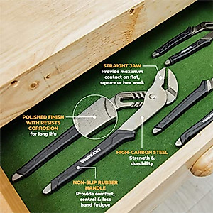 Olympia Tools 12-Inch Tongue and Groove Pliers, Straight Jaw Pliers with Cushion grip, 7 Jaw positions, 2.7" Jaw Capacity