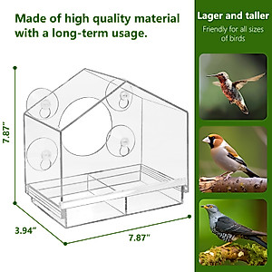 XTKS Bird Feeder, Hanging Bird Seed Feeder, Bird Feeding Station Outdoor Window Bird Feeder with Ultra-Strong Suction Cups - Perfect for Attracting Cardinals, Finches, Chickadees