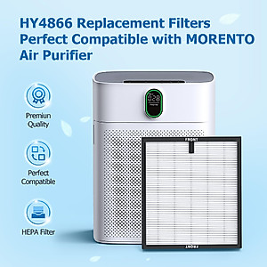 HY4866 True HEPA Air Purifier Replacement Filters Compatible with MORENTO Air Purifier Replacement Filter and YIOU M1 Air Cleaner Purifier, 4 Pack