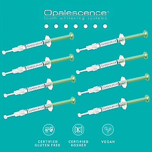 Opalescence 35% Gel Syringes Teeth Whitening - Refill Kit (4 Packs / 8 Count) Carbamide Peroxide. Made by Ultradent, in Cool Mint Flavor. Tooth Whitening Refill Syringes 5197-4