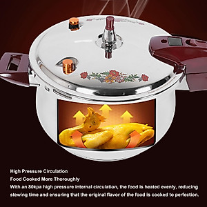 Stainless Steel Pressure Cooker 80KPA, Cookware Pressure Canner Rice Cooker with Safety Valve Devices, Compatible with Gas & Induction Cooker (9L)