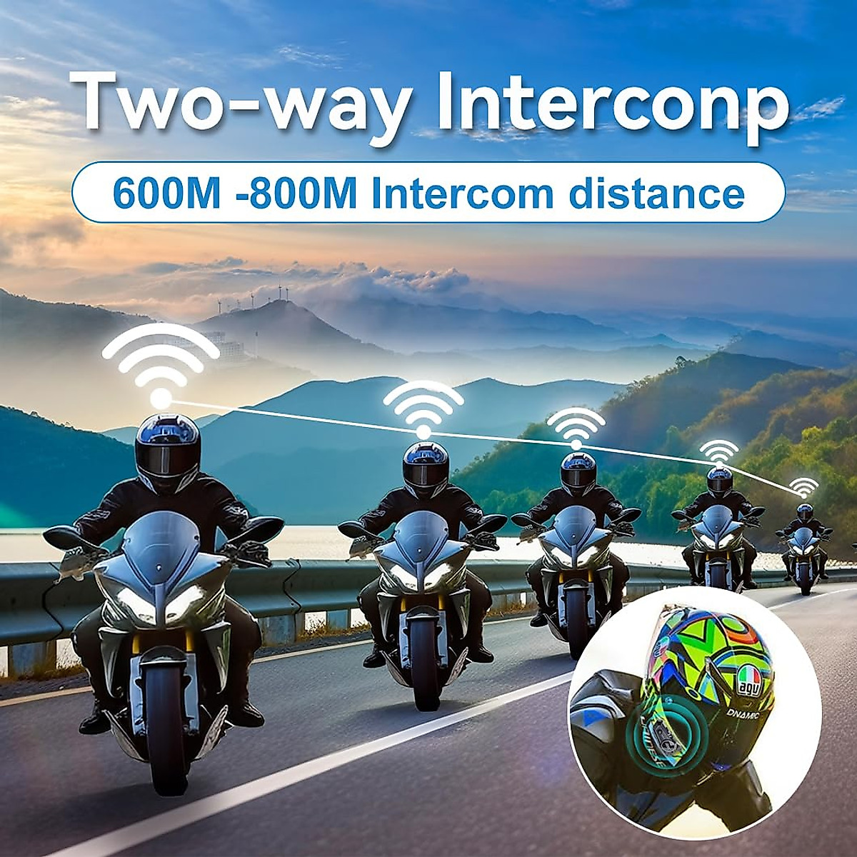 JZAQ Motorcycle Helmet Bluetooth Headset Motorcycle Helmet Speakers Intercom 2 Riders Noise Cancellation Speakers Communication Systems Motorcycle Riding/ski/Cycling/Sports