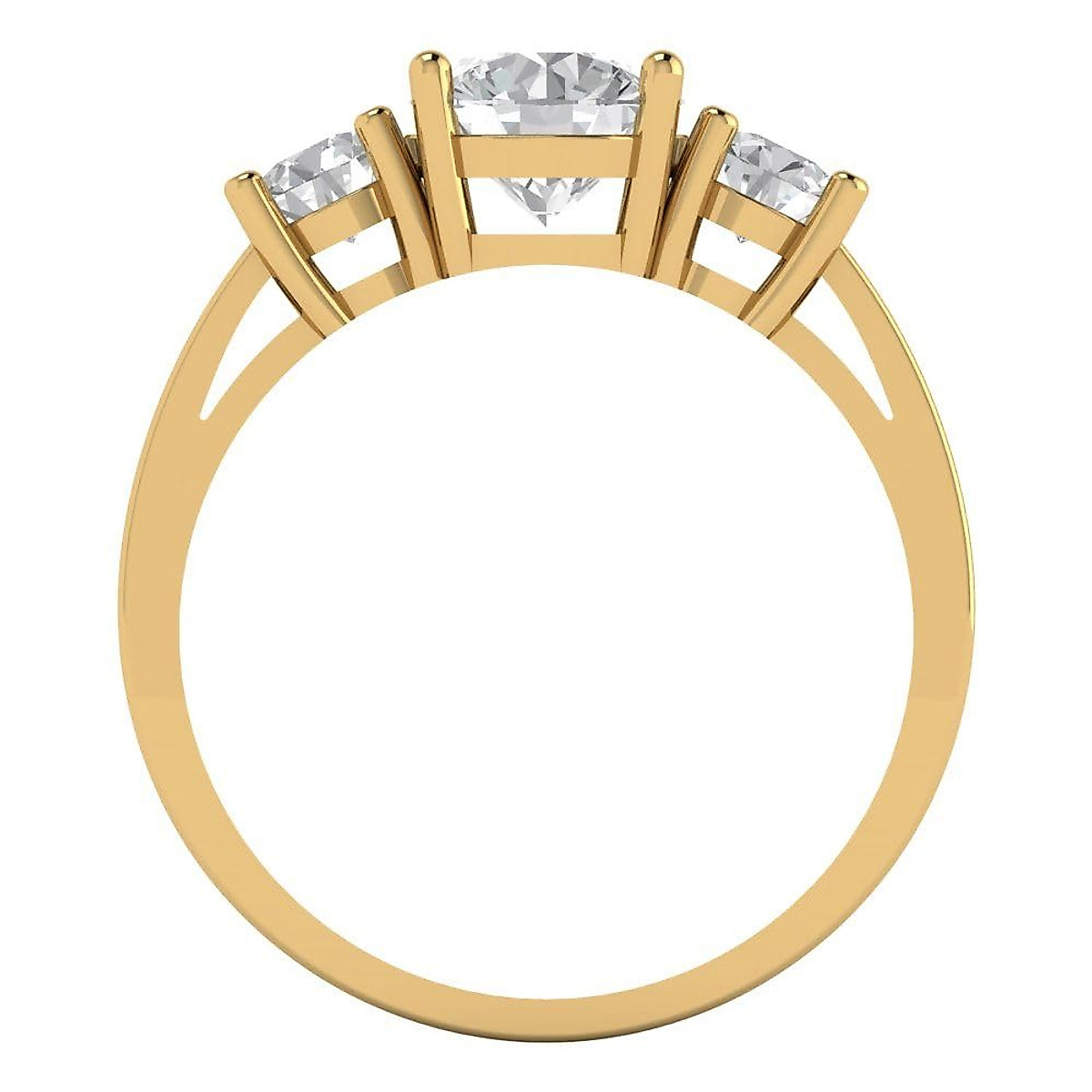 Clara Pucci 1.50 ct Round Cut 3 stone Genuine White Lab Created Sapphire Engagement Promise Anniversary Bridal Ring 18K Yellow Gold 5.5