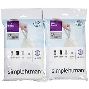 simplehuman Custom Fit Trash Can Liner B, White - White - 30 ct - 2 pk - 6 liter