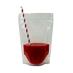 AwePackage Clear Zipper Stand Up Pouch Bag - Clear Front Back Heat Sealable Zip Lock (50, 8 Oz)