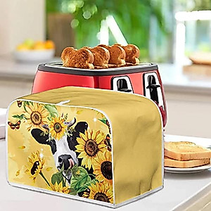 doginthehole Sunflower Cow Four Slice Bread Toaster Cover Bakeware Protector Kitchen Accessories Appliance Dust Cover, Butterfly Sunflower Toaster Oven Covers 4 Slice