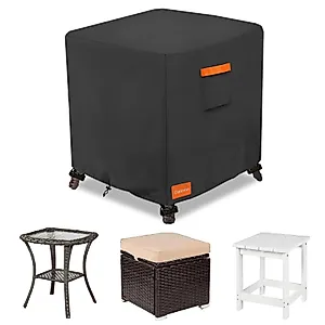 Dalema Outdoor Adirondack Side Table Cover,Heavy Duty 600D 100% Waterproof Patio Small Outdoor Table Covers,Outside Weather Resistant Furniture Cover for End Table.22"x22"x18",Black.