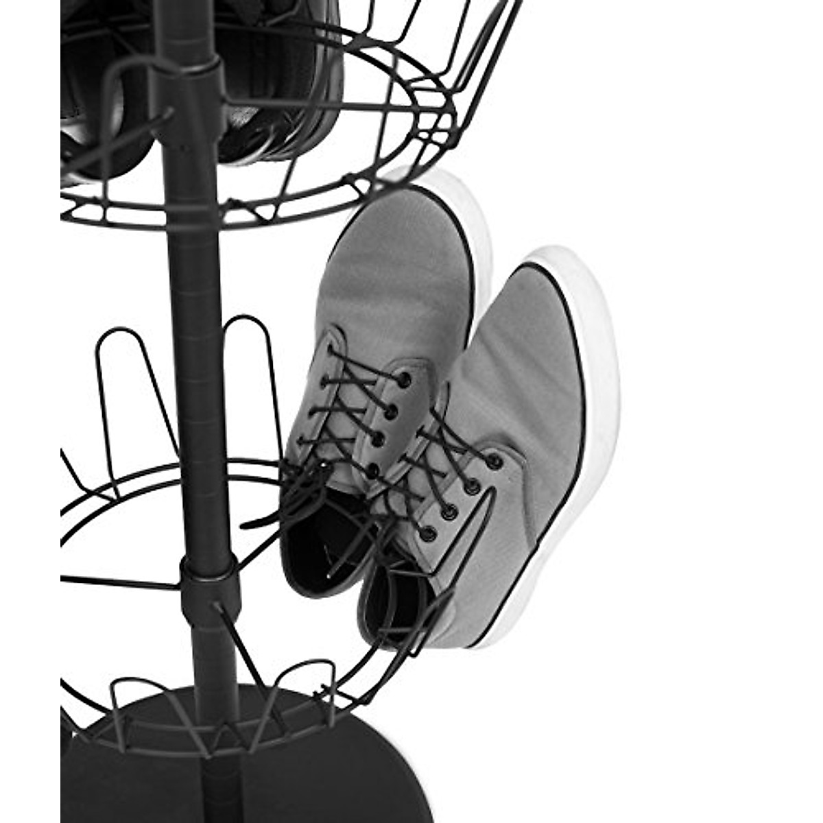 Internet's Best 3 Tier Metal Shoe Tree - Black Finish - 18-Pair Shoe Organization Rack - Storage Organizer - Free Standing Tower Weighted Base - Strong Sturdy