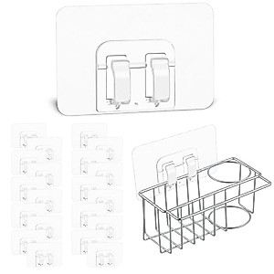 Qianyu 20 Pack Adhesive Hooks for Hanging Heavy Duty Removable Waterproof Transparent Reusable Seamless Self Adhesive Utility Wall Hooks Perfect for Bathroom Kitchen and Home Improvement