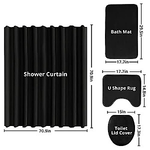 4PCS Bathroom Sets with Shower Curtain and Rugs, HUXMEYSON Spring Shower Curtain with Memory Foam Bath Mat Set and 12 Hooks, Stylish and Dural Bathroom Decor Set