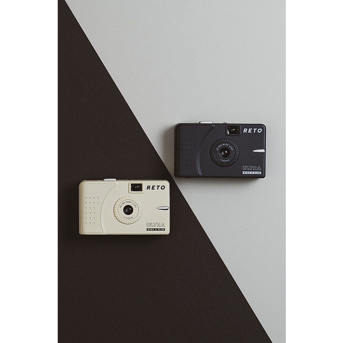 RETO Ultra Wide and Slim 35mm Reusable Daylight Film Camera - 22mm Wide Lens, Focus Free, Light Weight, Easy to Use (Charcoal)