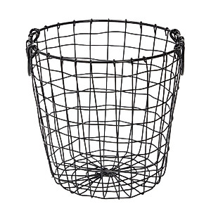 Farmlyn Creek Round Black Wire Laundry Baskets with Handles (Metal, 8.5 x 11 In, 2 Pack)