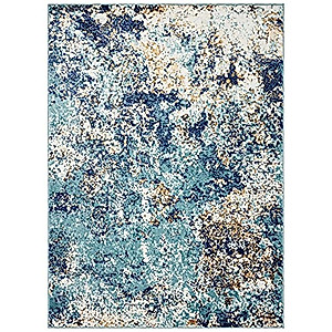 Persian Rugs 6490 Blue 8 x 11 Abstract Modern Area Rug
