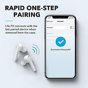 Soundcore Anker Life P2 True Wireless Earbuds with 4 Microphones, CVC 8.0 Noise Reduction, Graphene Driver, Clear Sound, 40H Playtime, IPX7 Waterproof, Wireless Earphones for Work(Renewed) (White)